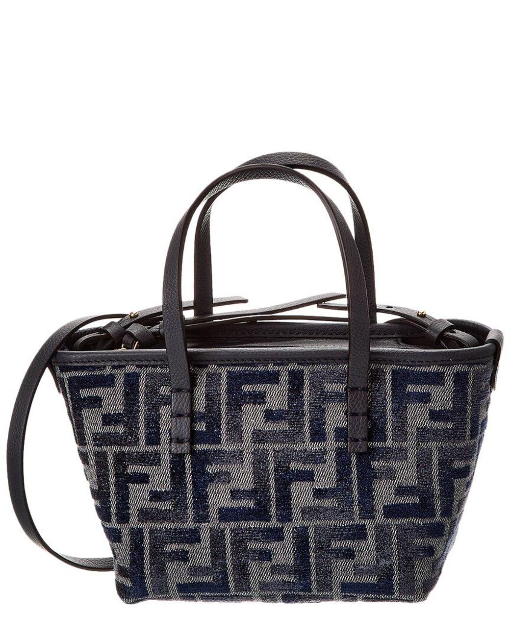 Fendi Roll Mini Ff Canvas & Leather Tote in Black | Lyst
