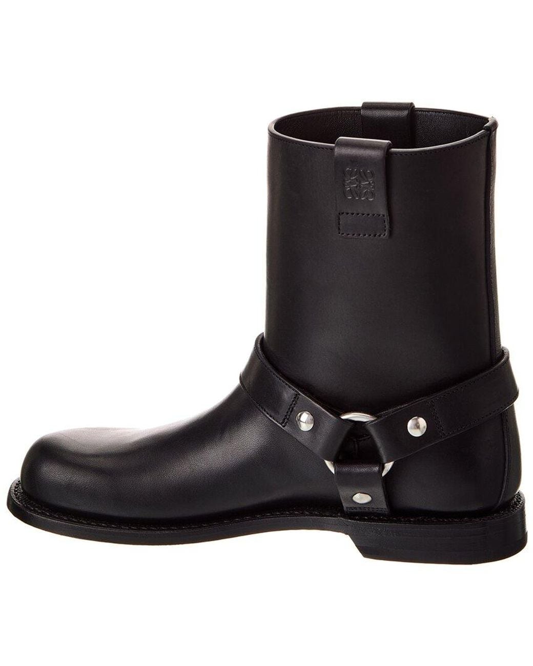 Loewe Campo Leather Biker Boot in Black | Lyst