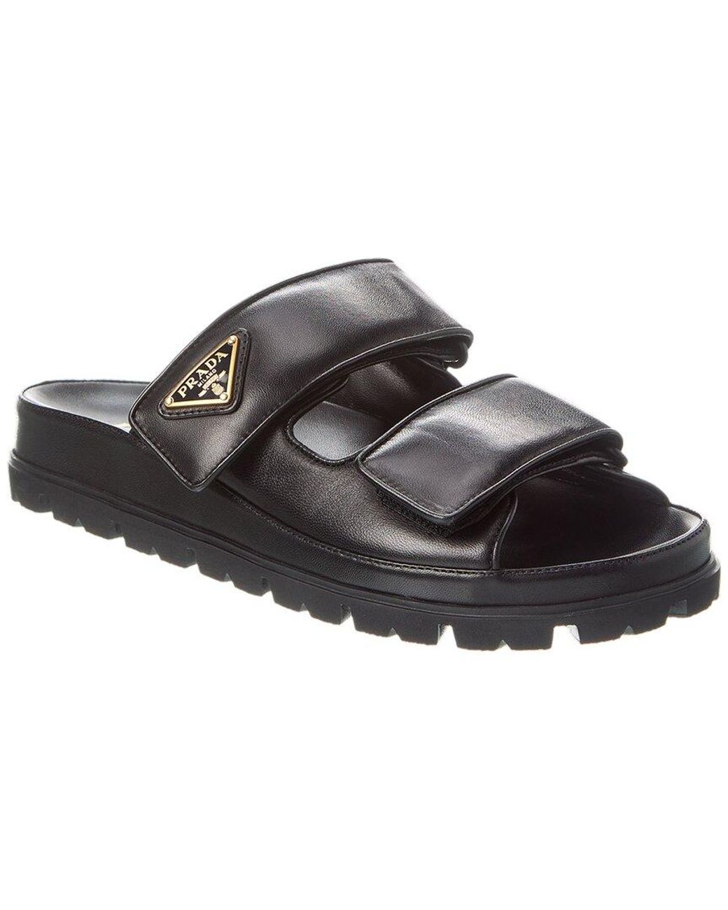 Prada Nappa Leather Slide in Brown | Lyst