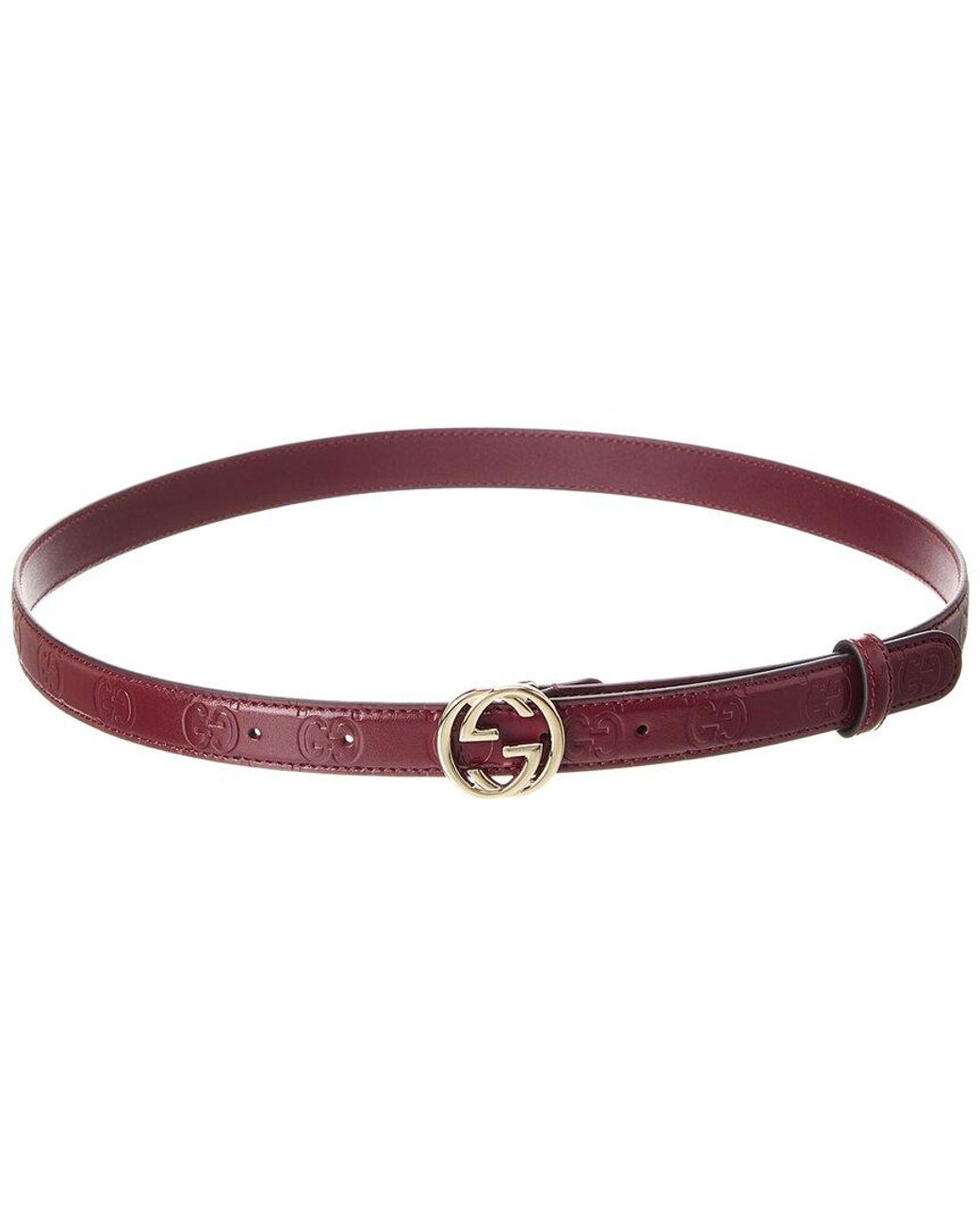 Gucci Interlocking G Leather Belt in Red | Lyst