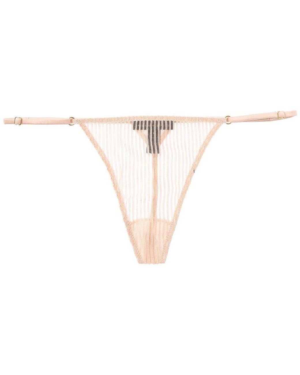 Kiki De Montparnasse Sheer Striped Lace G String In White Lyst Uk