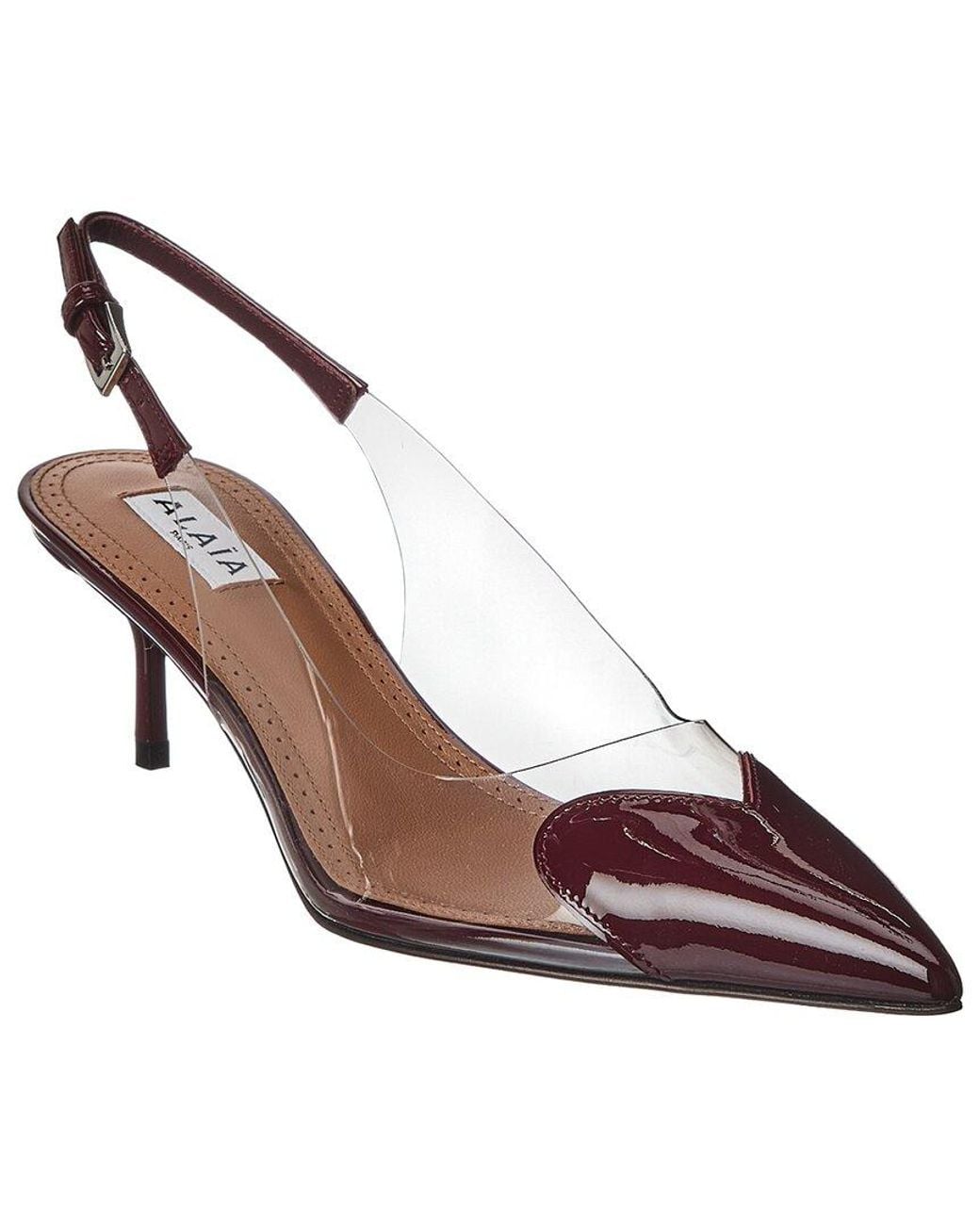 Alaïa Alaïa Le Coeur Vinyl & Patent Slingback Pump in Brown | Lyst