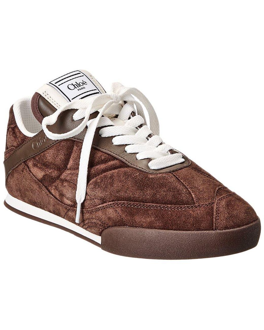 Chloé Kick Suede & Leather Sneaker in Brown | Lyst
