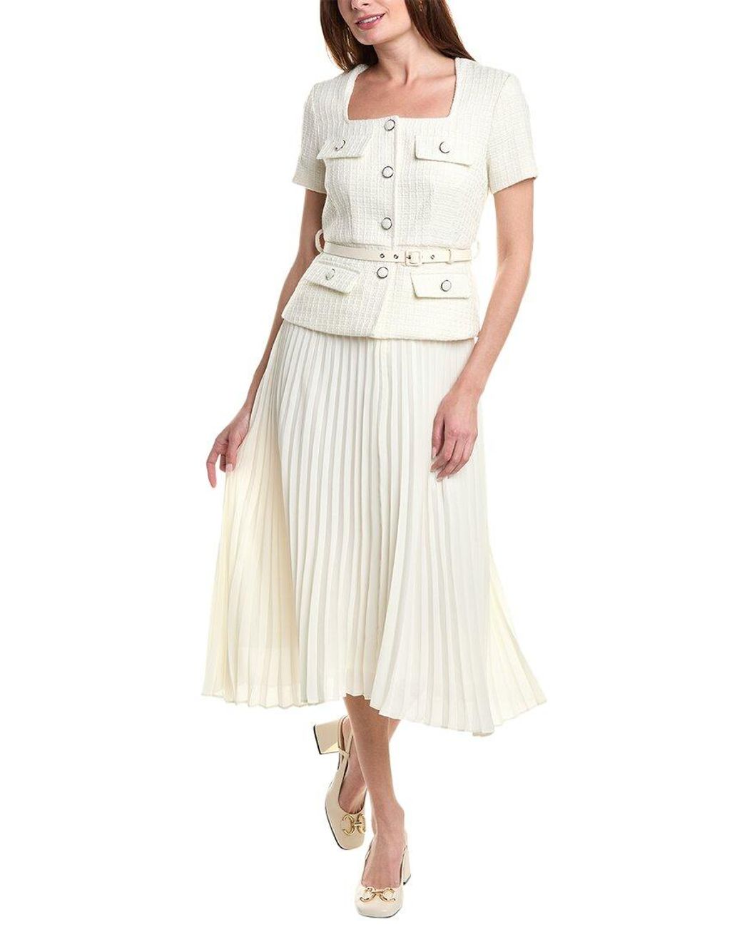 Nicole Miller Twofer Midi Dress in Natural | Lyst