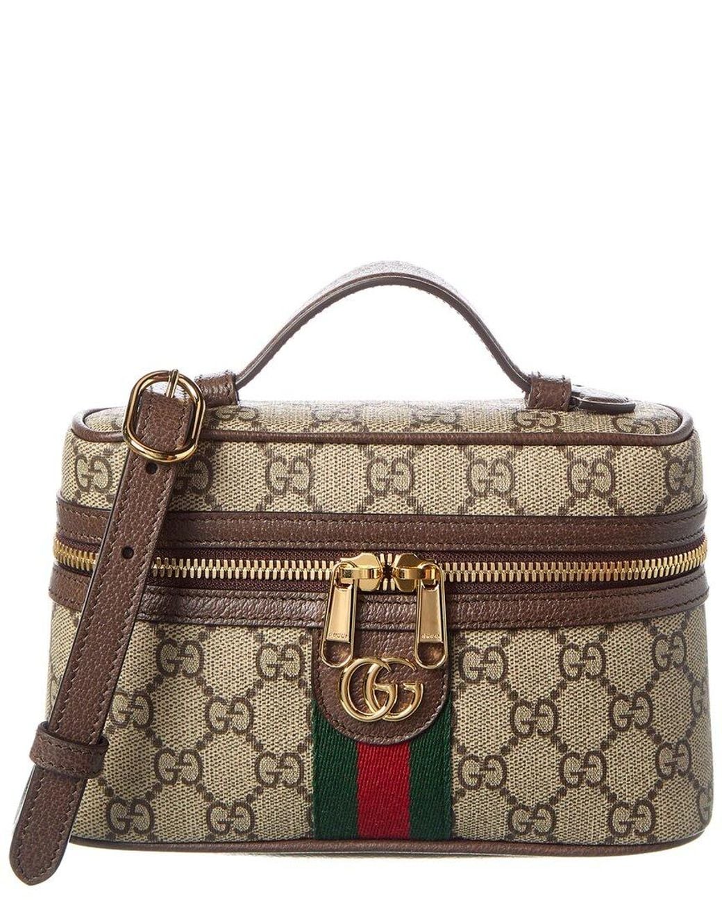 Gucci Ophidia Mini GG Supreme Canvas & Leather Cosmetic Case in Brown ...