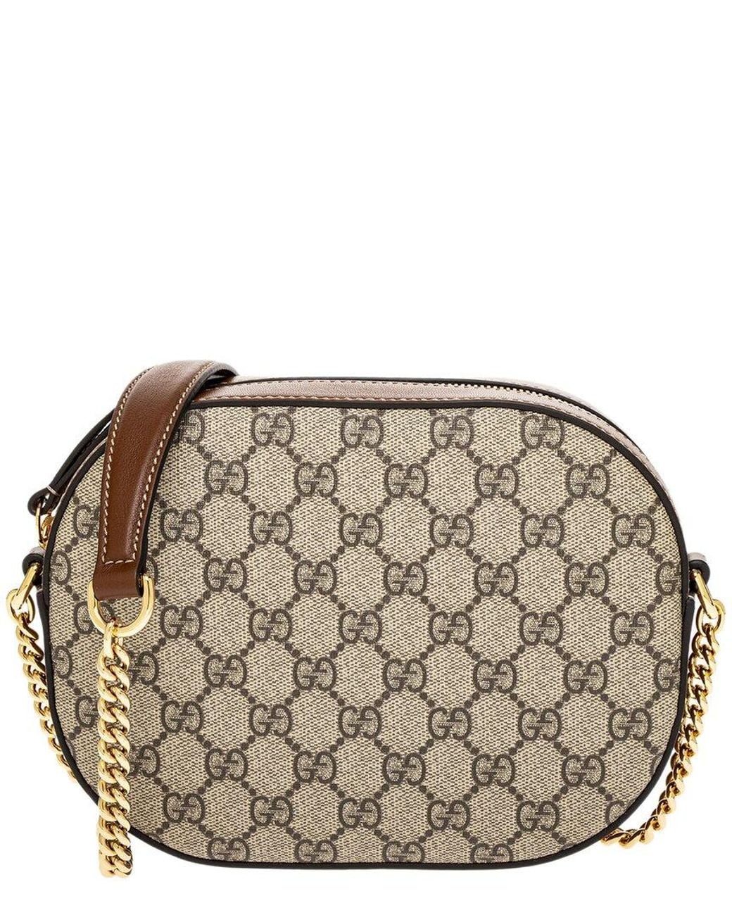 Gucci Gg Supreme Canvas & Leather Camera Bag in Brown | Lyst