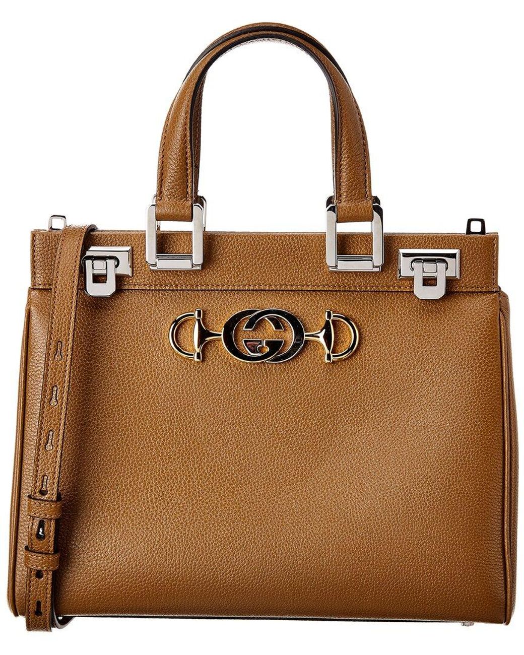 Gucci Zumi Small Leather Top Handle Shoulder Bag in Brown | Lyst