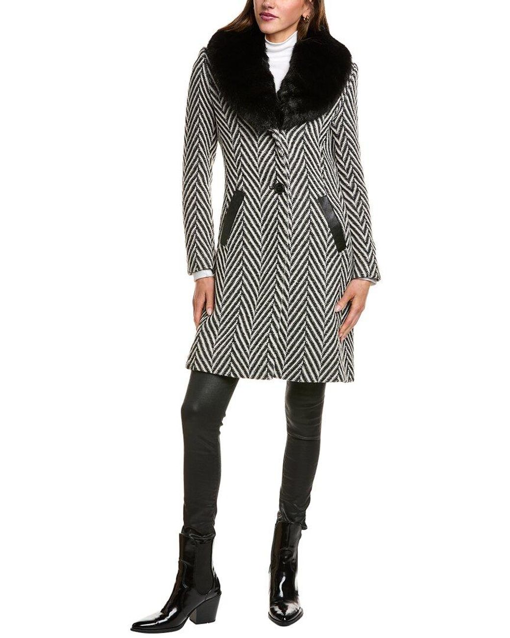 Via Spiga Wool-Blend Coat in Black | Lyst UK