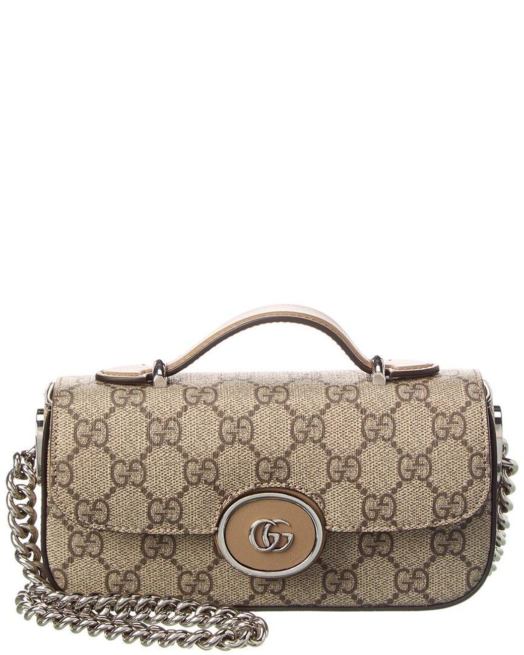 Gucci Gg Supreme Canvas & Leather Crossbody in Brown | Lyst