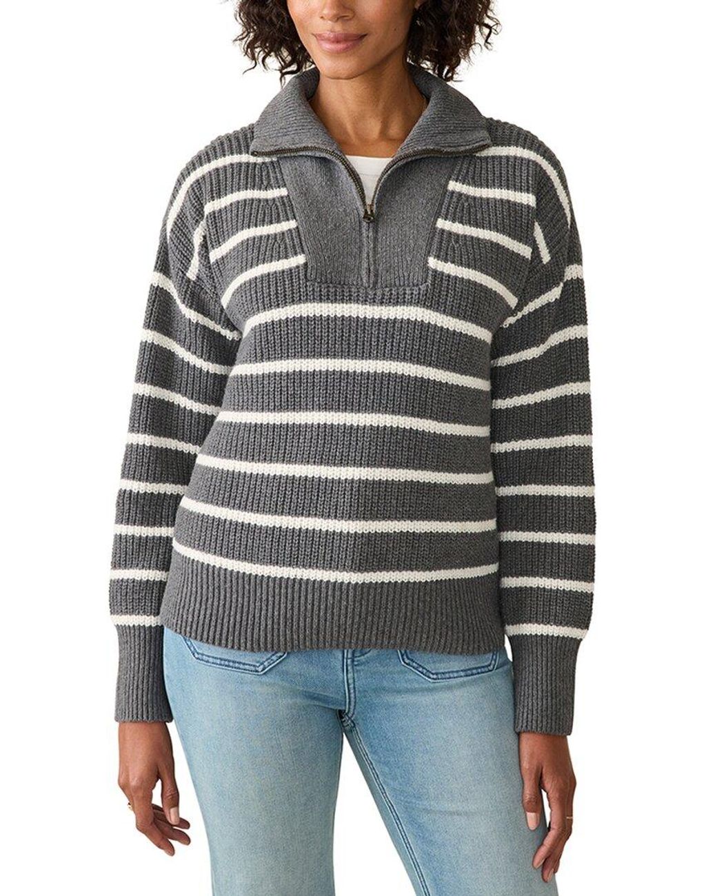 Faherty Mariner Striped Sweater in Grey | Lyst UK