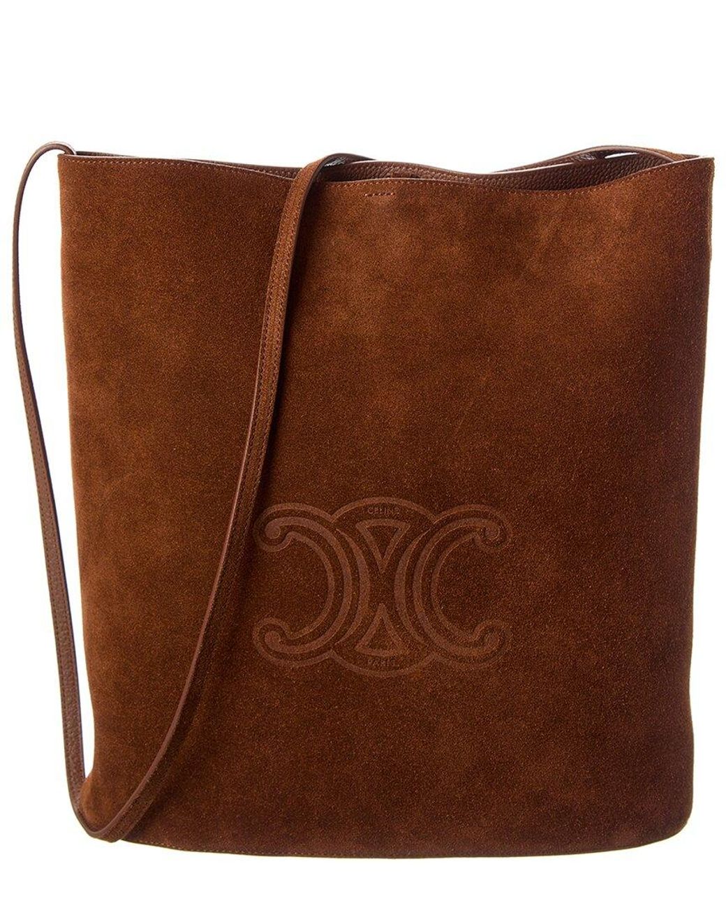 Celine Suede Bucket Bag in Brown | Lyst