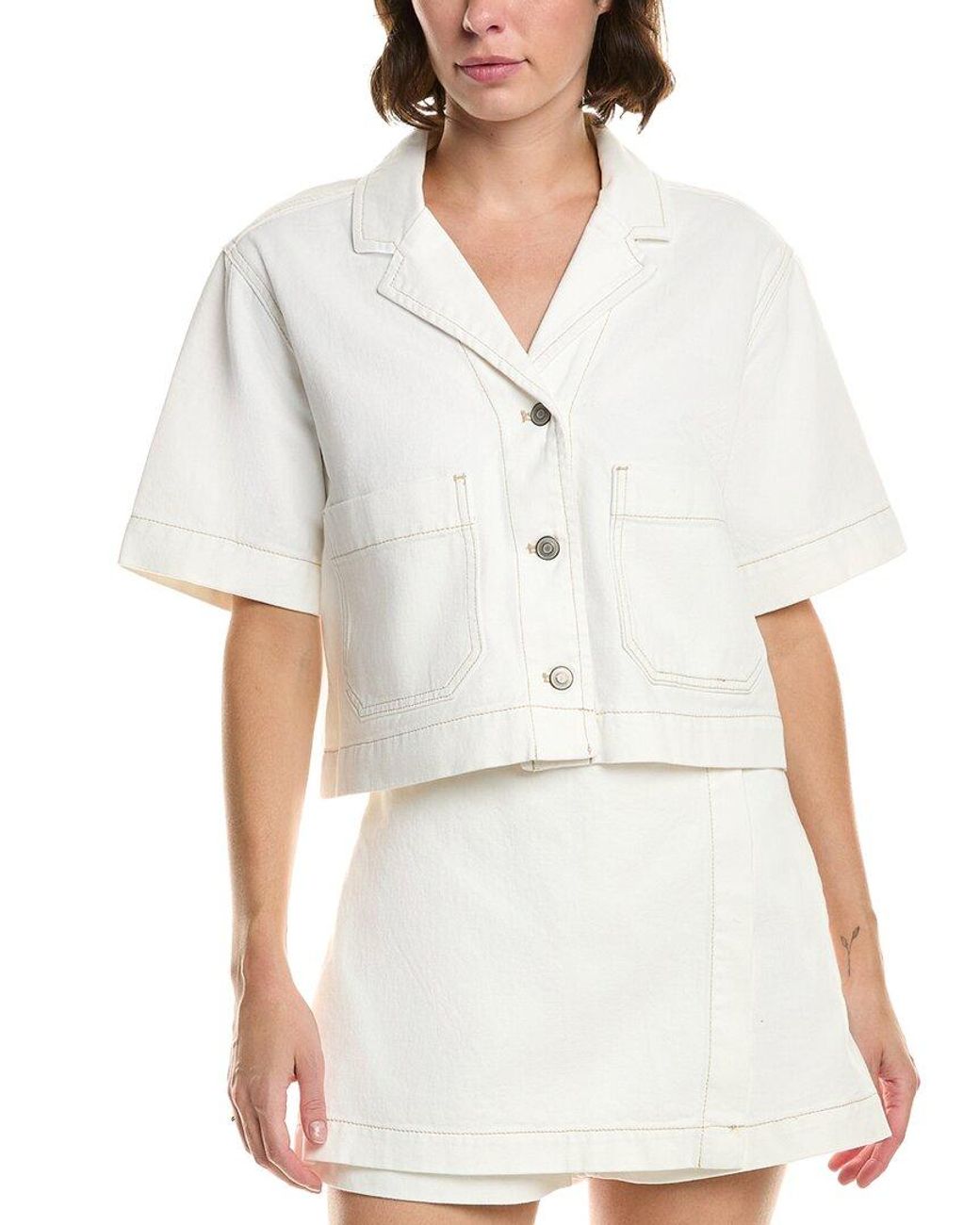 Elan Denim Shirt in White | Lyst