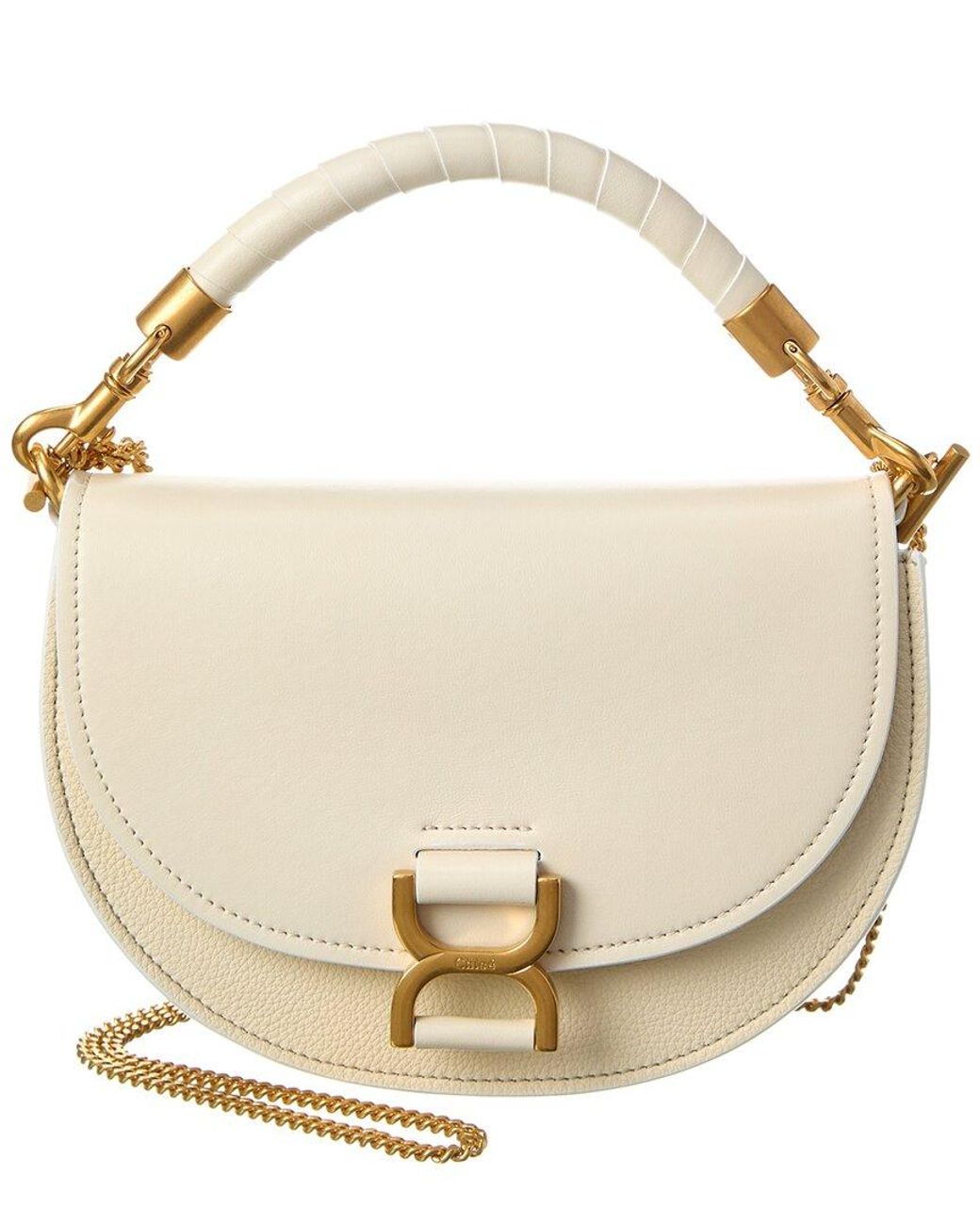 Chloé Marcie Chain Flap Leather And Suede Shoulder Bag In White Lyst
