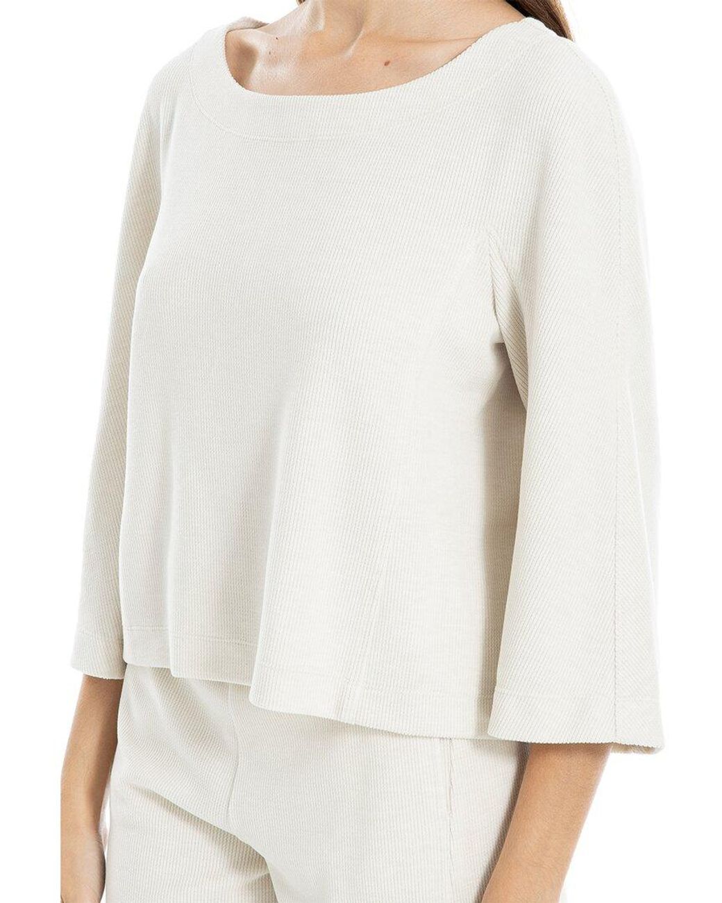 Max Studio Knit Twill Top in White | Lyst