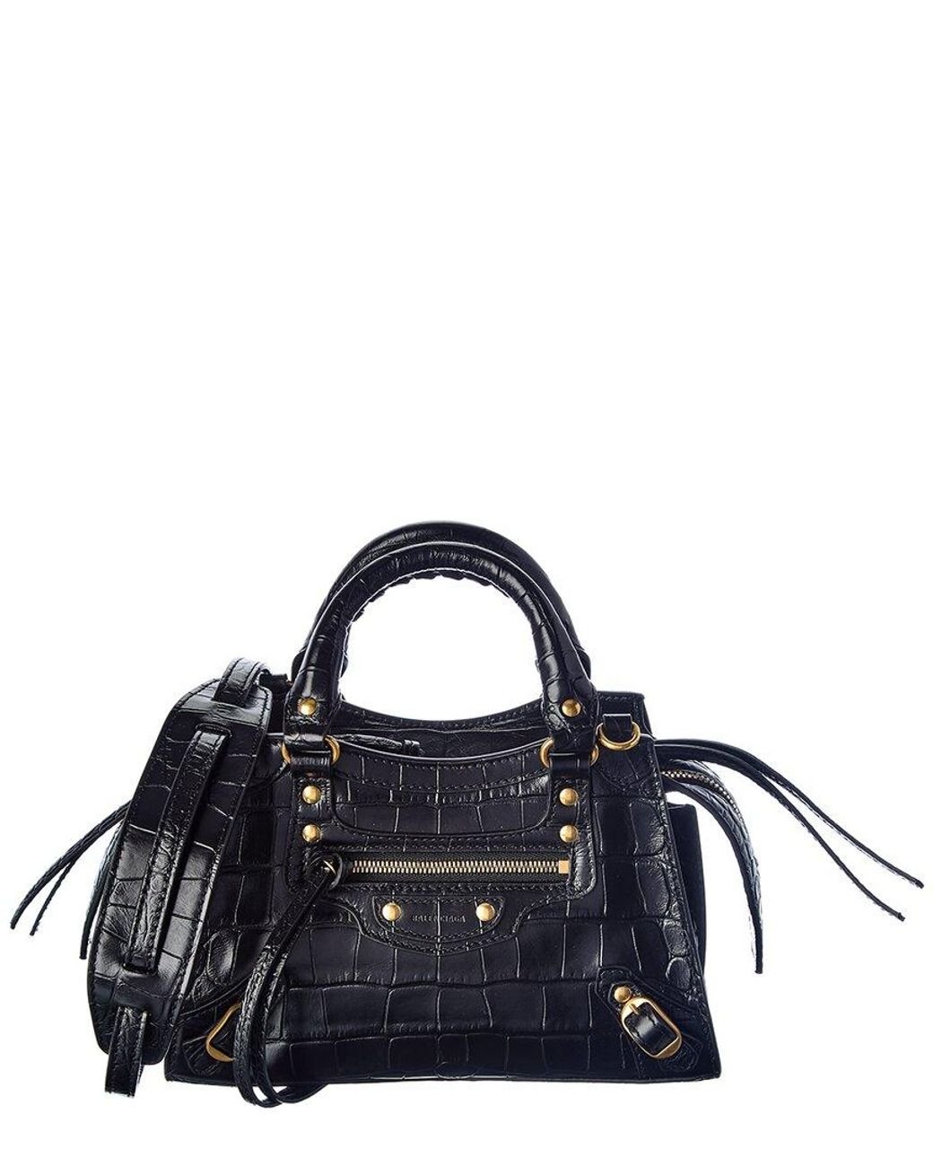 Balenciaga Neo Classic Mini Croc-embossed Leather Shoulder Bag in Black ... Balenciaga Neo Classic Mini Croc-embossed Leather Shoulder Bag in Black ...