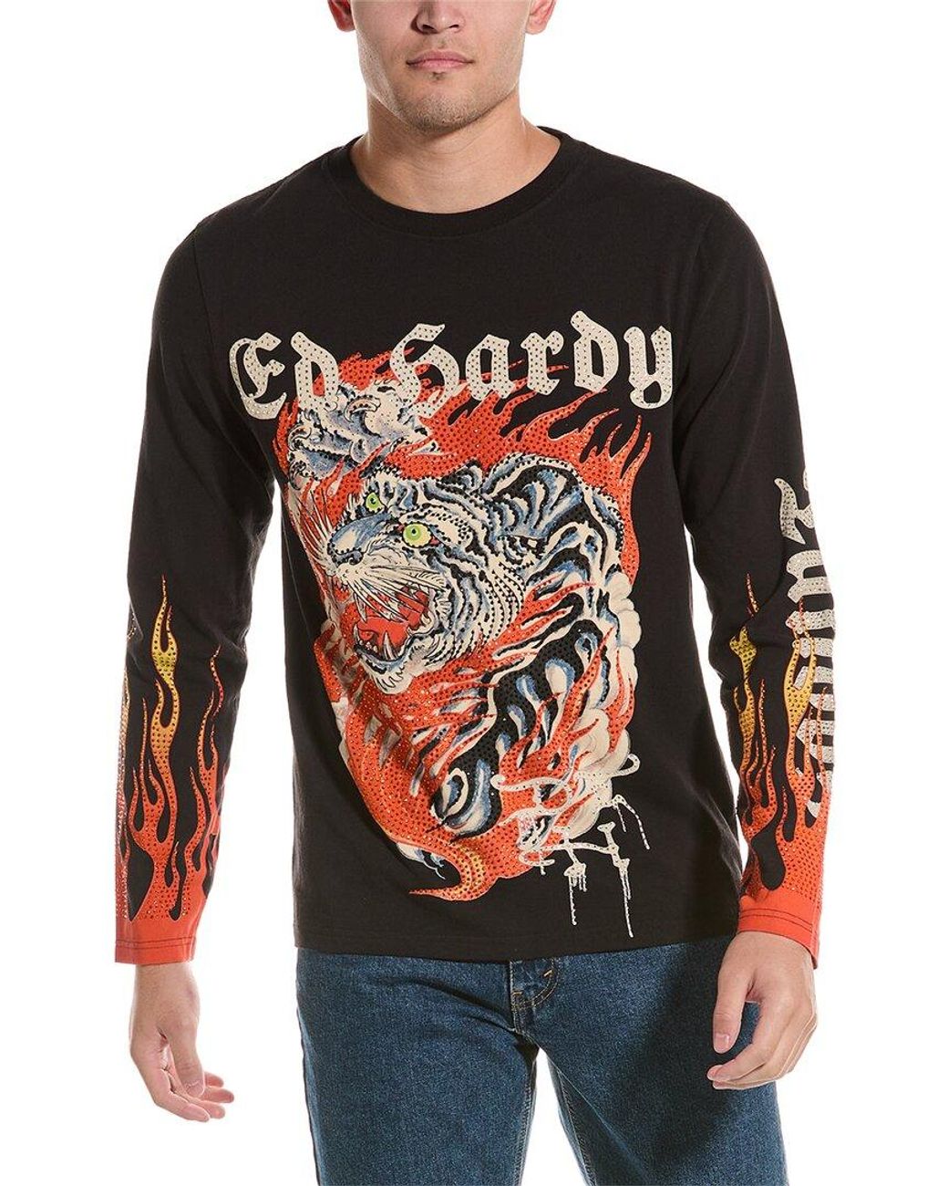 Ed Hardy Limited Edition Fire Tiger T-Shirt in Black for Men | Lyst