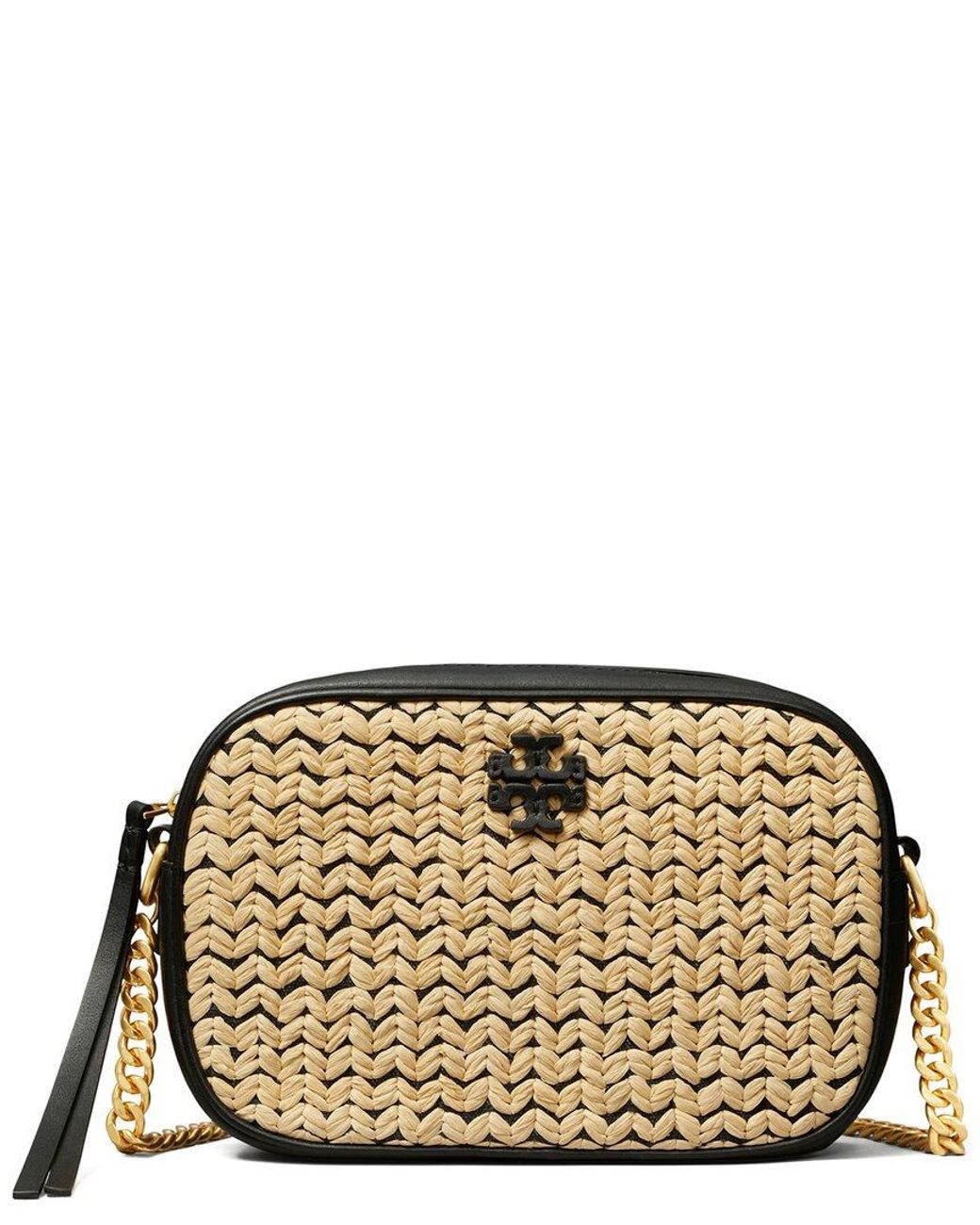 Tory Burch Mcgraw Raffia Camera Bag in Metallic | Lyst