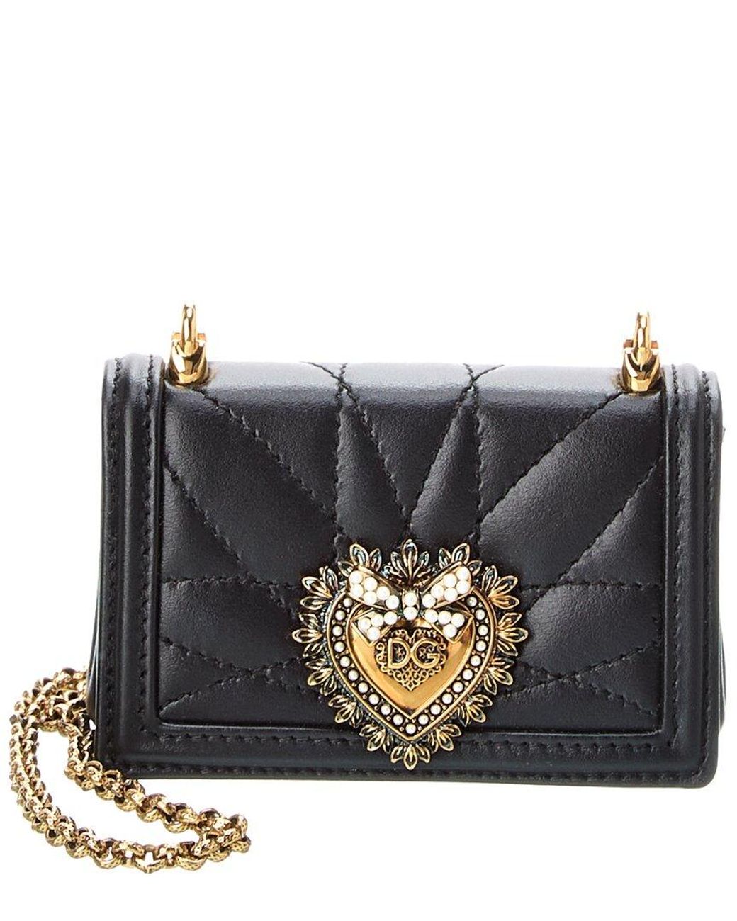 Dolce & Gabbana Devotion Micro Leather Crossbody in Black | Lyst