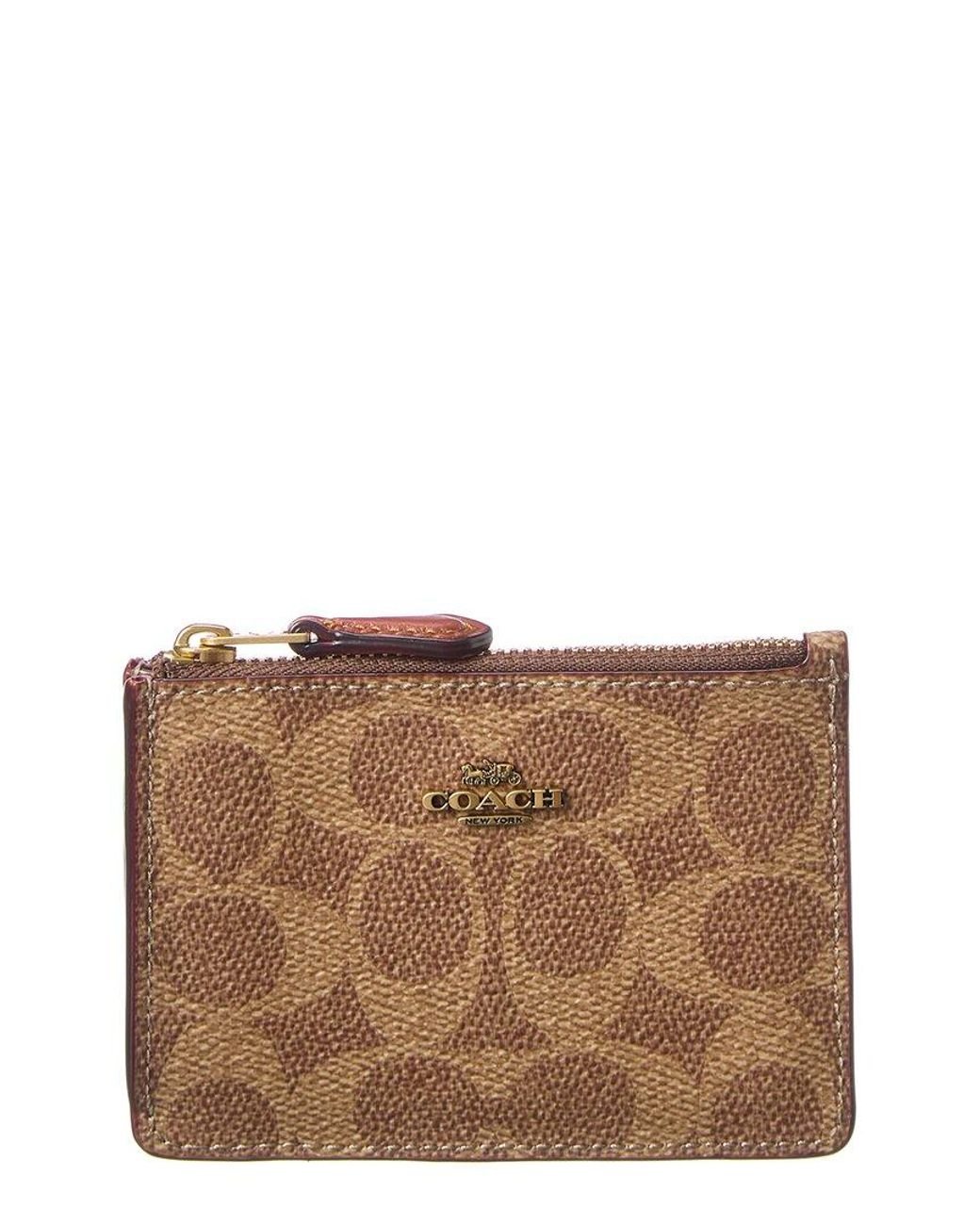 COACH Signature Mini Skinny Id Case in Brown | Lyst