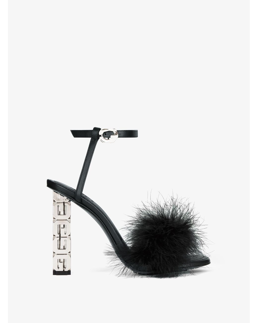 Givenchy G Cube Feather And Leather Sandals in Black | Lyst