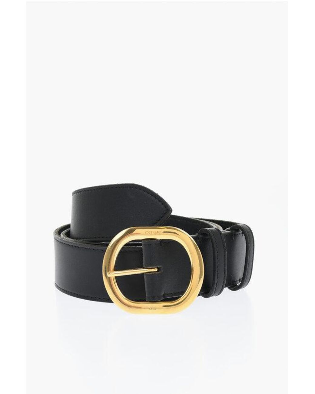 Celine Solid Color Leather Belt With Golden-Effect Buckle 35Mm in Blue ...