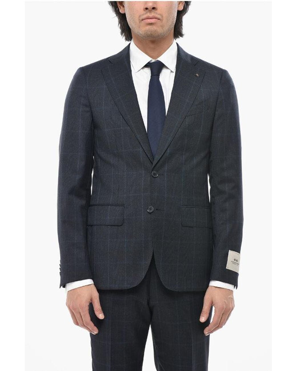 Corneliani Cc Collection District Check Two-Button Virgin Wool Suit Wit ...