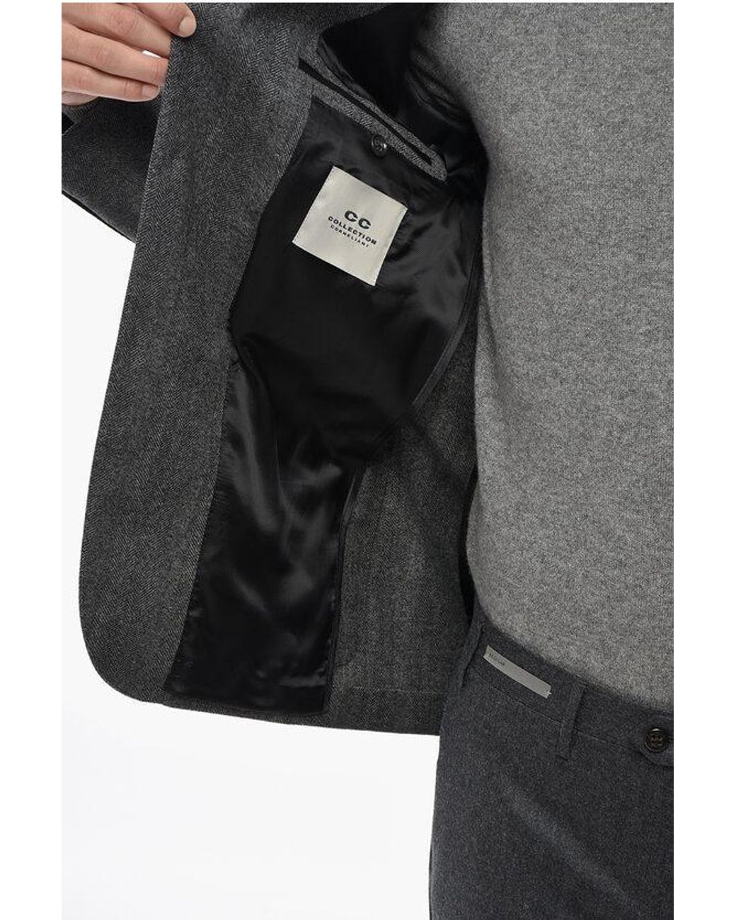 Corneliani Cc Collection Wool-Blend Blazer With Herringbone Pattern in ...
