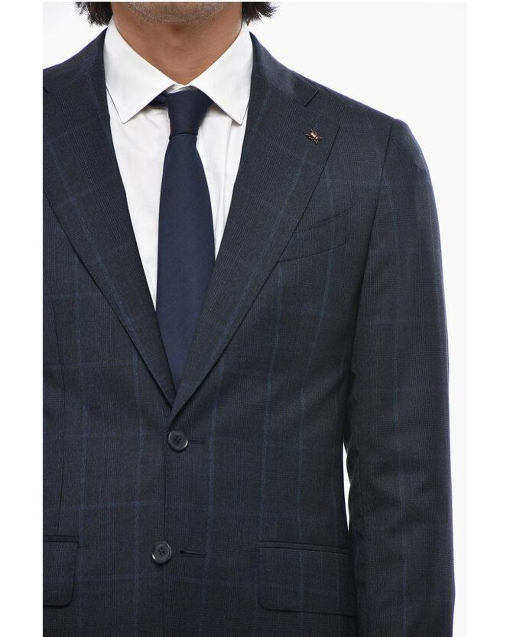 Corneliani Cc Collection District Check Two-Button Virgin Wool Suit Wit ...