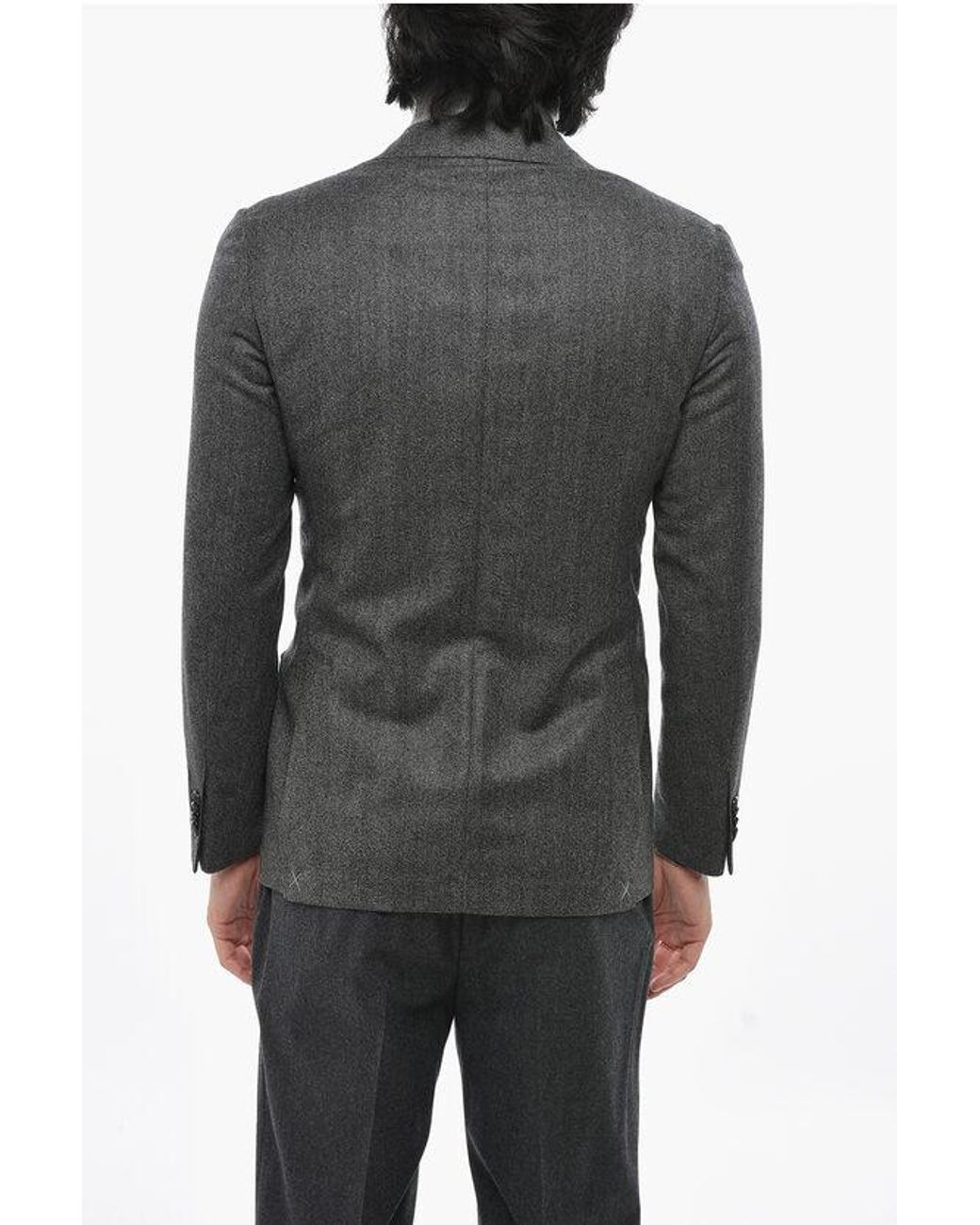Corneliani Cc Collection Wool-Blend Blazer With Herringbone Pattern in ...