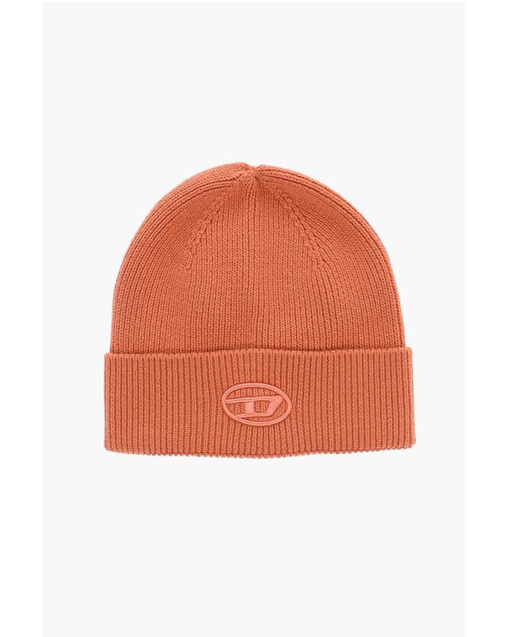 DIESEL Embroidered Logo Coder Beanie in Orange | Lyst UK