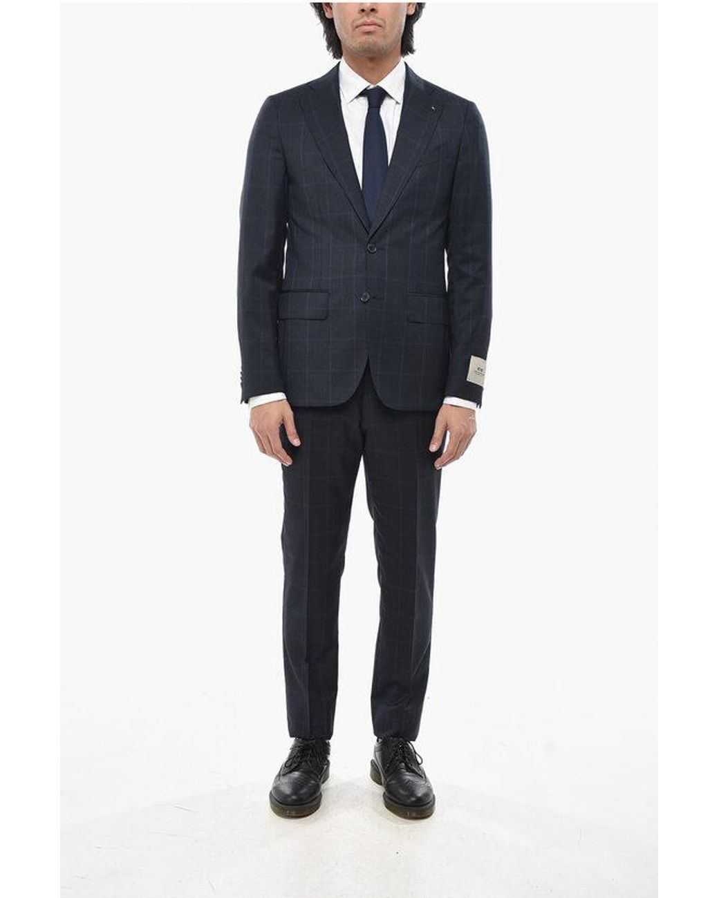 Corneliani Cc Collection District Check Two-Button Virgin Wool Suit Wit ...