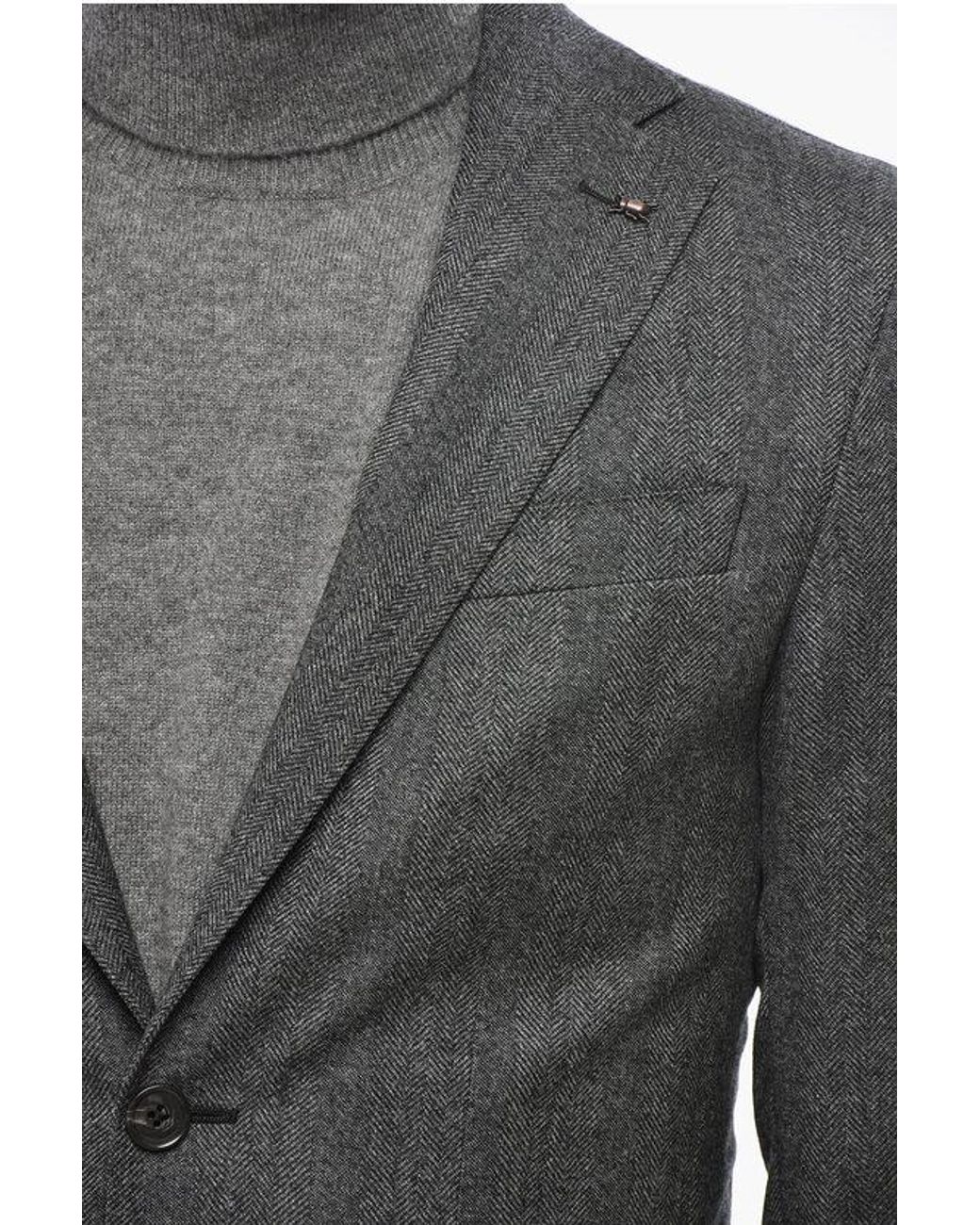 Corneliani Cc Collection Wool-Blend Blazer With Herringbone Pattern in ...