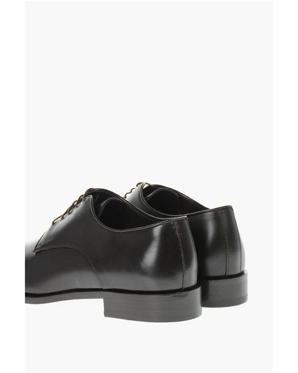 Armani Giorgio Leather Derby Shoes With Perforated Monogram in Black ...