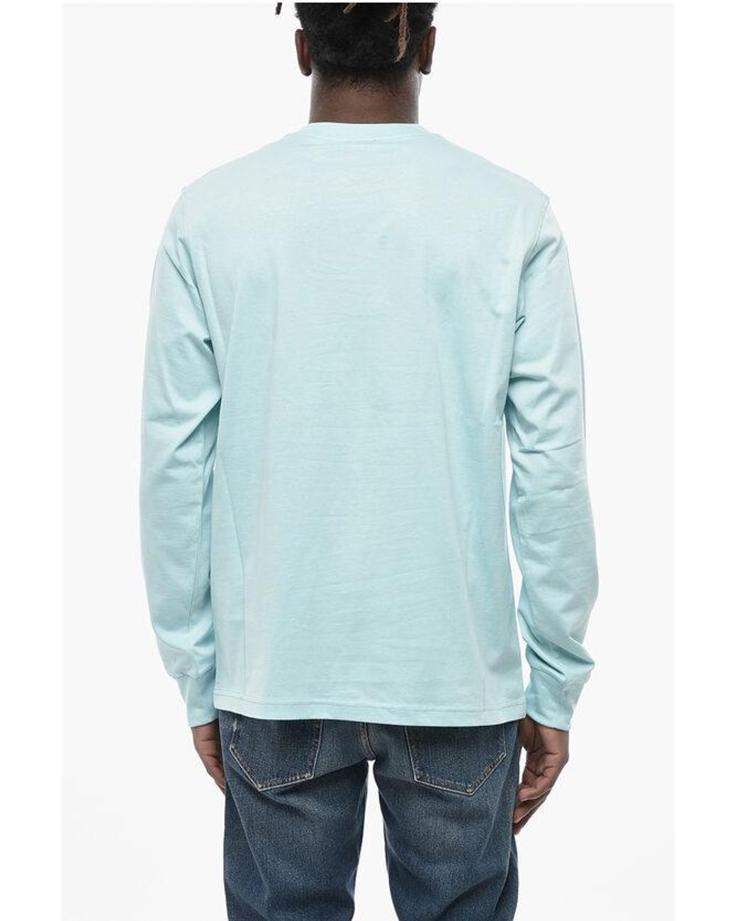 DIESEL Crew Neck Cotton T-Shirt T-Just-Ls-Situation With Logo in Blue ...