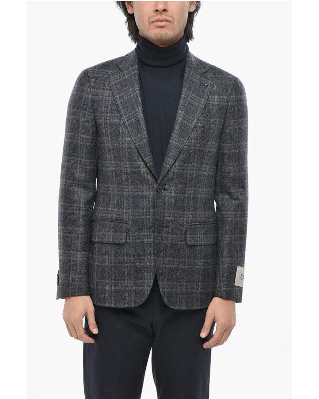 Corneliani Cc Collection Two-Button Virgin Wool Tartan Check Blazer Wit ...
