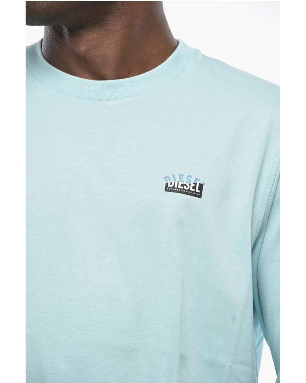 DIESEL Crew Neck Cotton T-Shirt T-Just-Ls-Situation With Logo in Blue ...