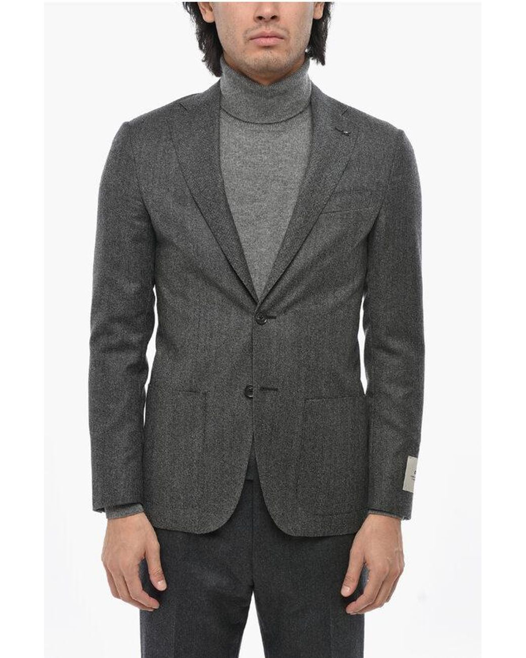 Corneliani Cc Collection Wool-Blend Blazer With Herringbone Pattern in ...