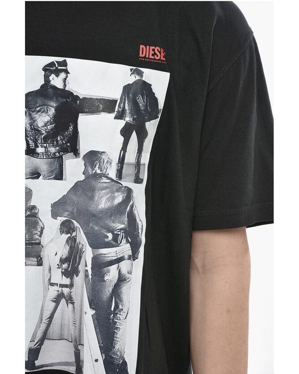 DIESEL Tom Of Finlad Crew Neck T-Shirt Pr-T-Just-P1 Printed in Black ...