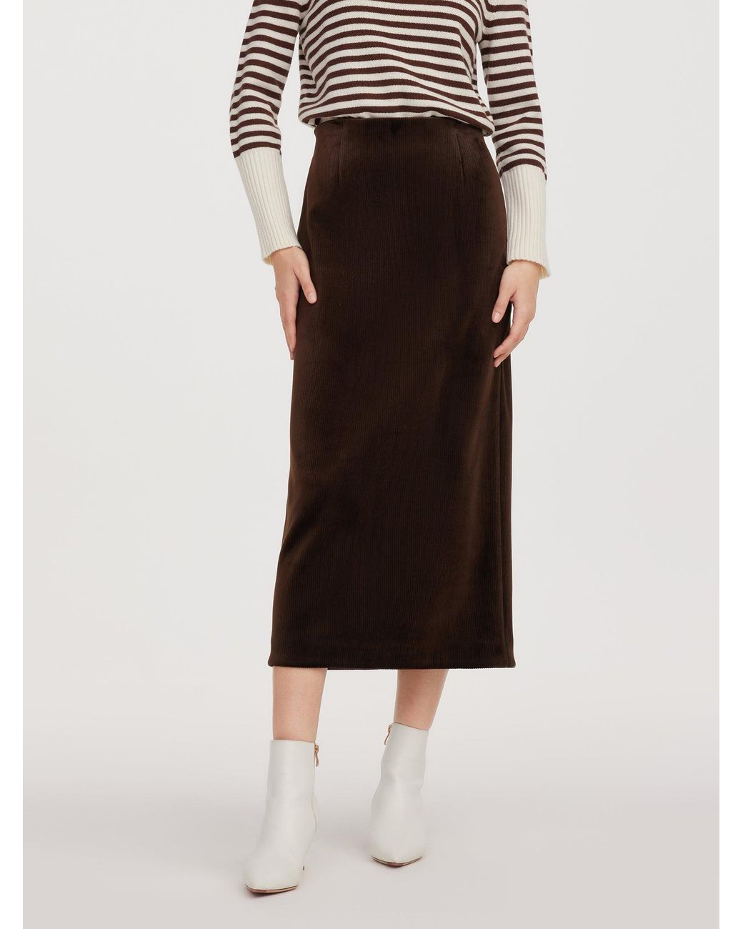 GOELIA Velvet Ribbed Knit Column Skirt in Black | Lyst