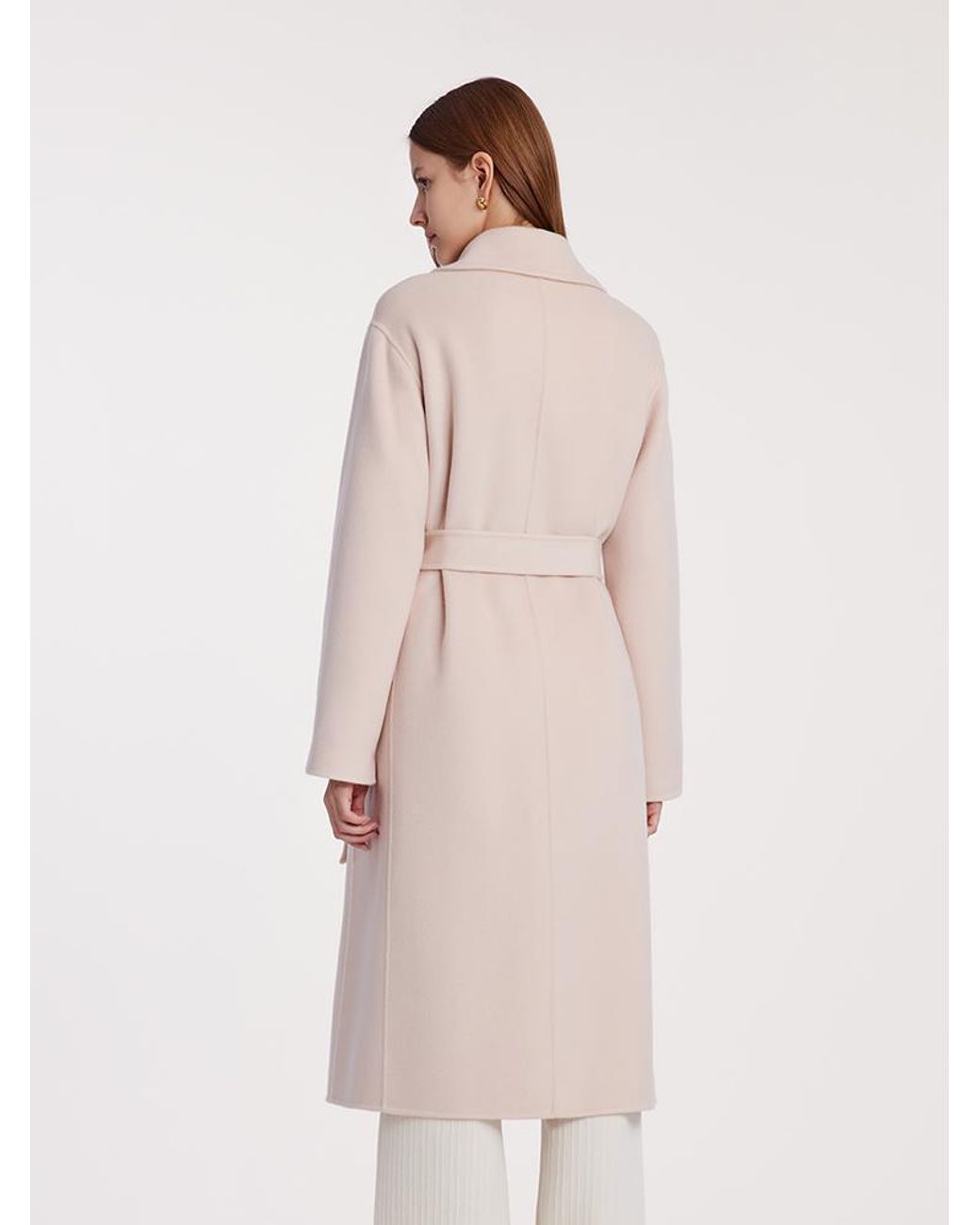 GOELIA Pure Cashmere Double-Faced Coat With Belt in Pink | Lyst