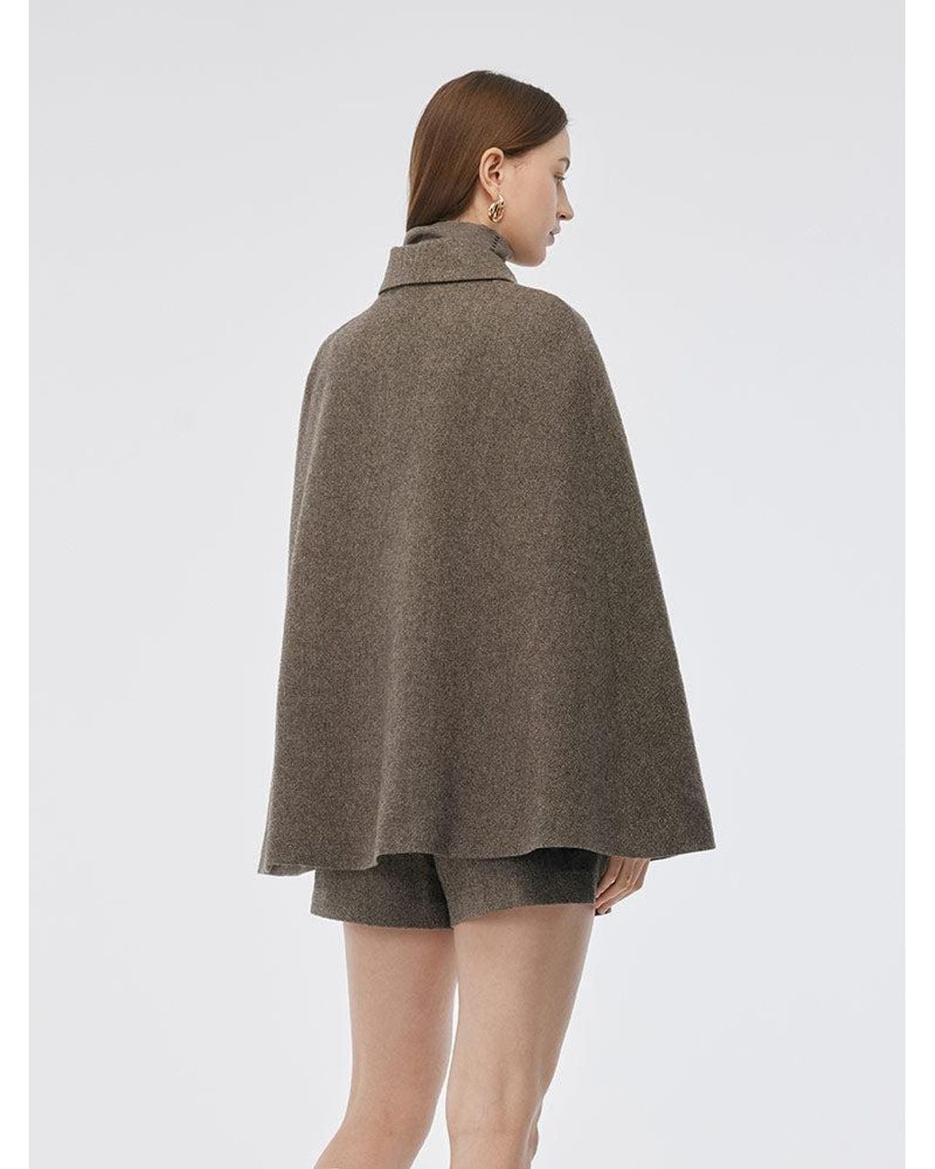 GOELIA 100% Washable Wool Cape And Vest Two-Piece Set in Brown | Lyst