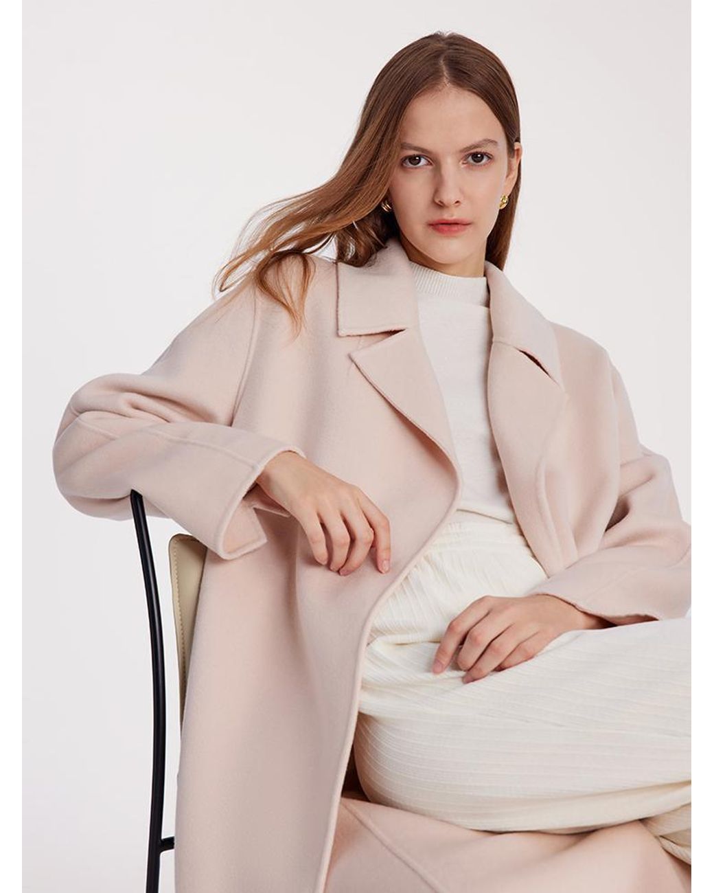 GOELIA Pure Cashmere Double-Faced Coat With Belt in Pink | Lyst
