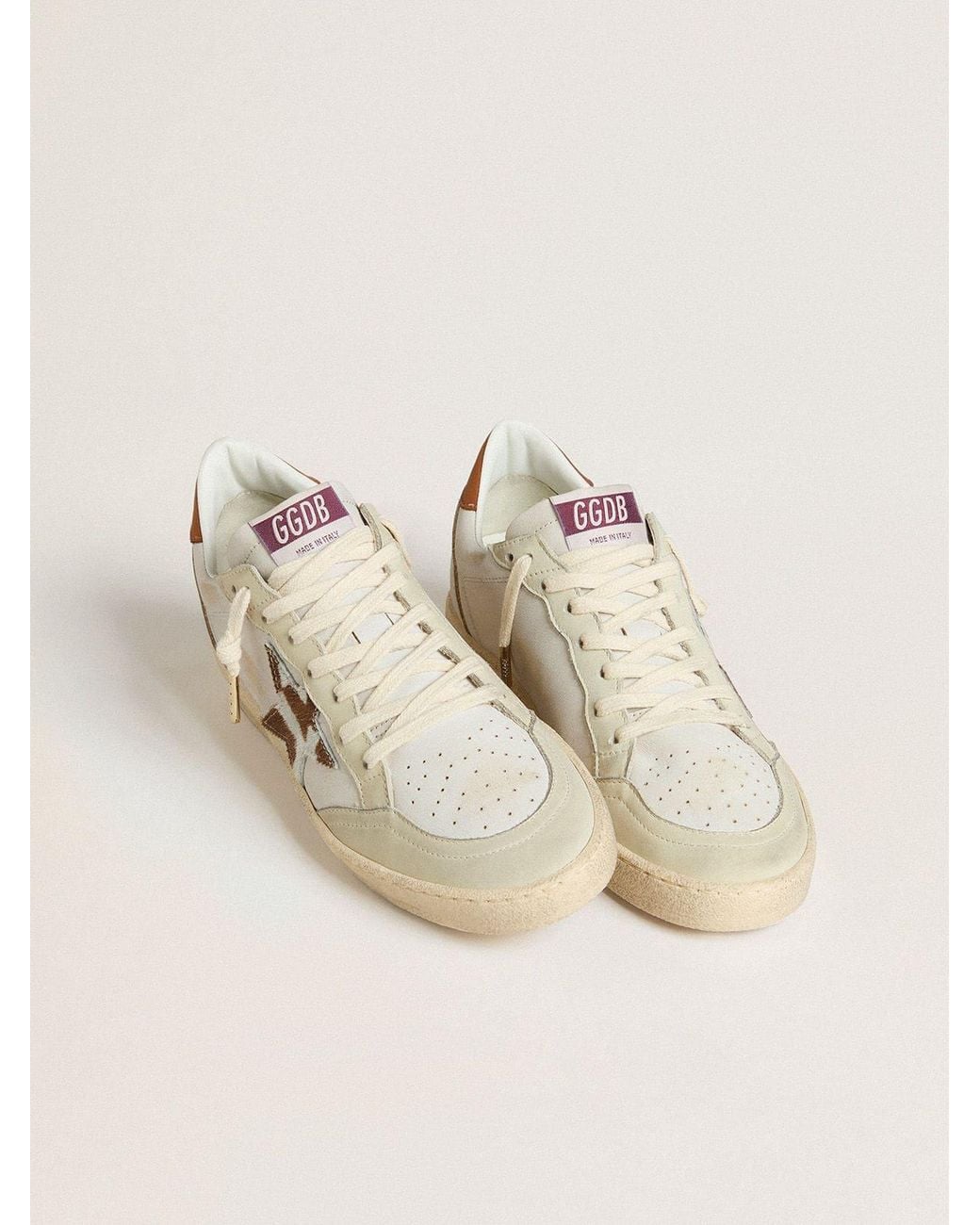 Golden Goose Ball Star With Animal-Print Pony Skin Star And Tobacco ...