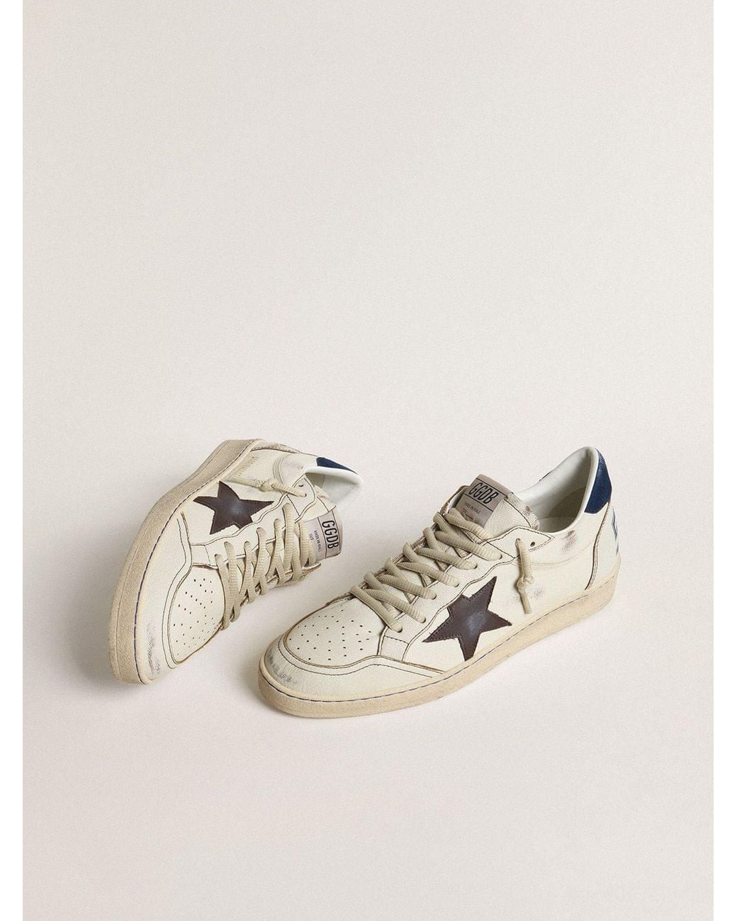 Golden Goose Ball Star With Star And Suede Heel Tab in Natural for Men ...
