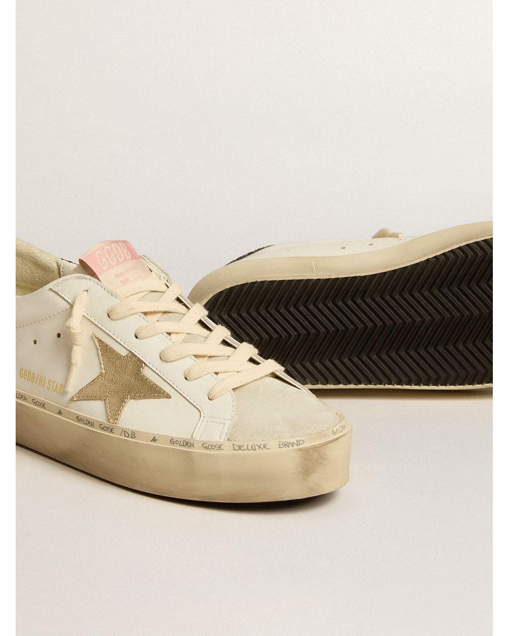 Golden Goose Hi Star With Platinum Metallic Leather Star And Glitter ...