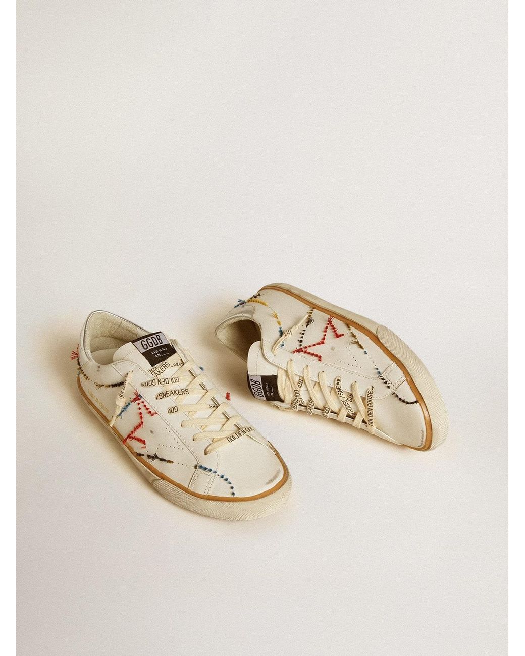 Golden Goose Super-Star Ltd With Perforated Star And Metallic Leather ...