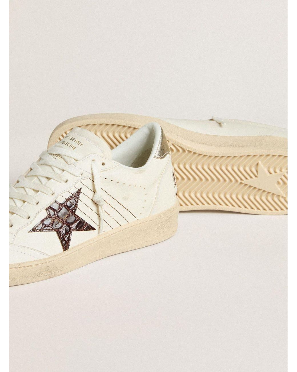 Golden Goose Ball Star With Burgundy Croc-Print Leather Star And Heel ...