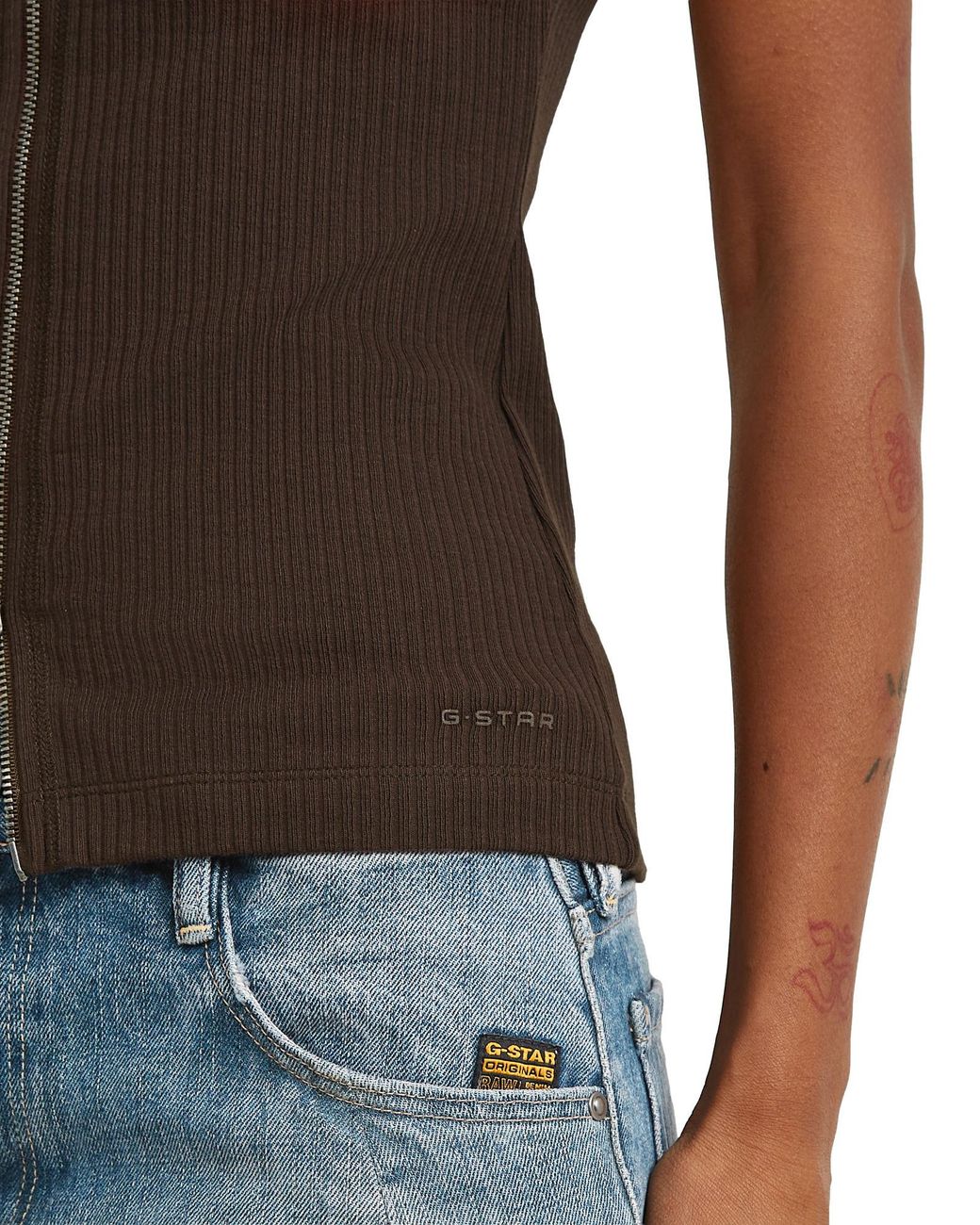 G-Star 2 Way Slim Rib Tank in Brown | Lyst Canada