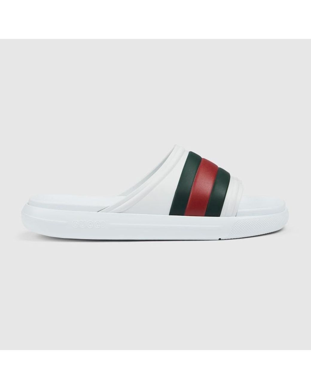 Gucci Web Slide Sandal, , Rubber in White for Men | Lyst