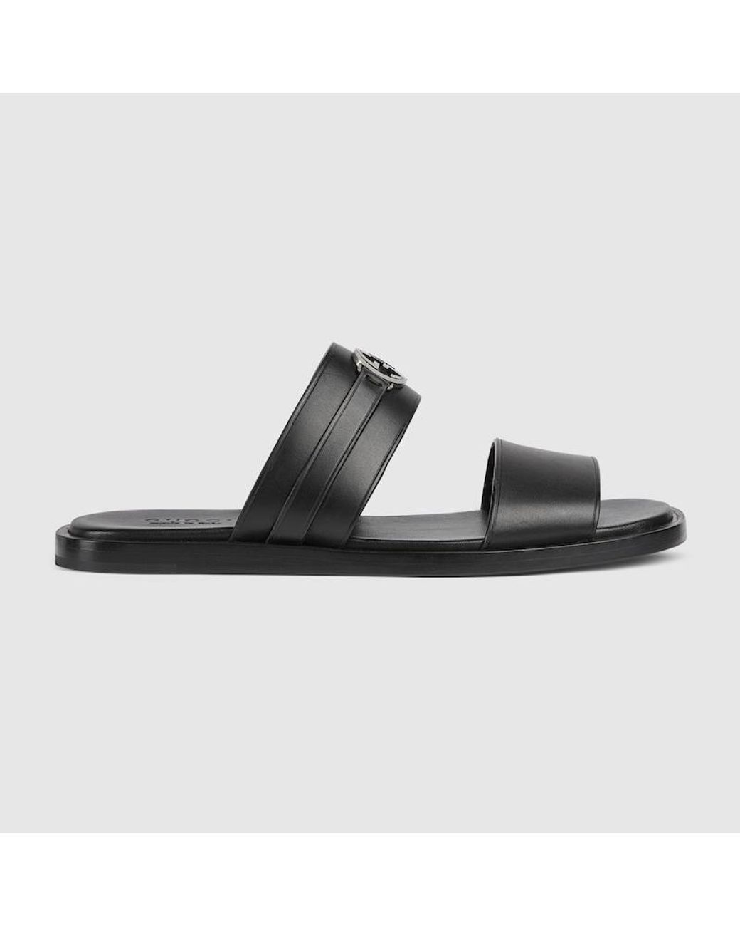 Gucci Sandal With Round Interlocking G in Black for Men | Lyst